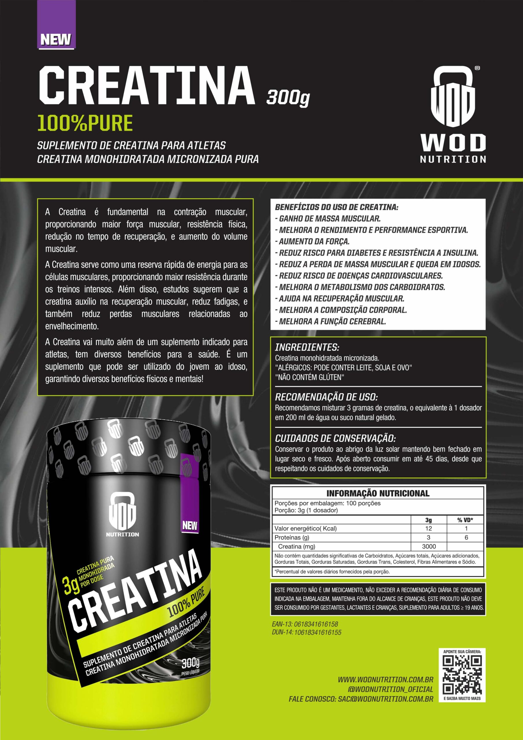 Creatina 100% Pura MonoHidratada 300g – WOD NUTRITION - Wod Nutrition
