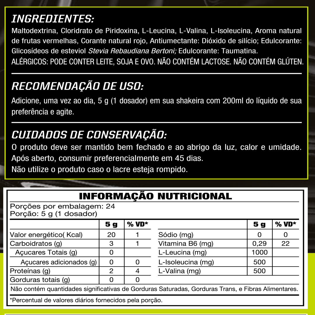 BLACK WOD BCAA 2:1:1 POWDER 120g - Wod Nutrition