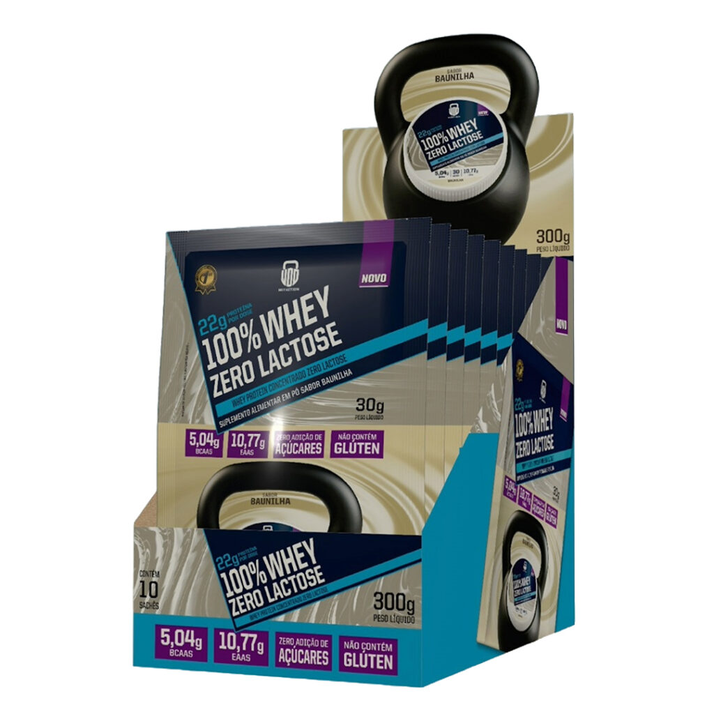 DISPLAY 10 UNI. SACHÊ WHEY PROTEIN 100% CONCENTRADO ZERO LACTOSE 30G ...
